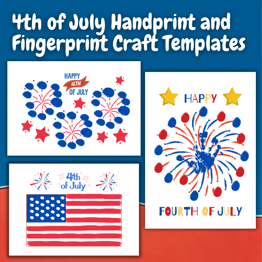 4th of July Arts and Craft bundle printable, Handprint and fingerprint ...