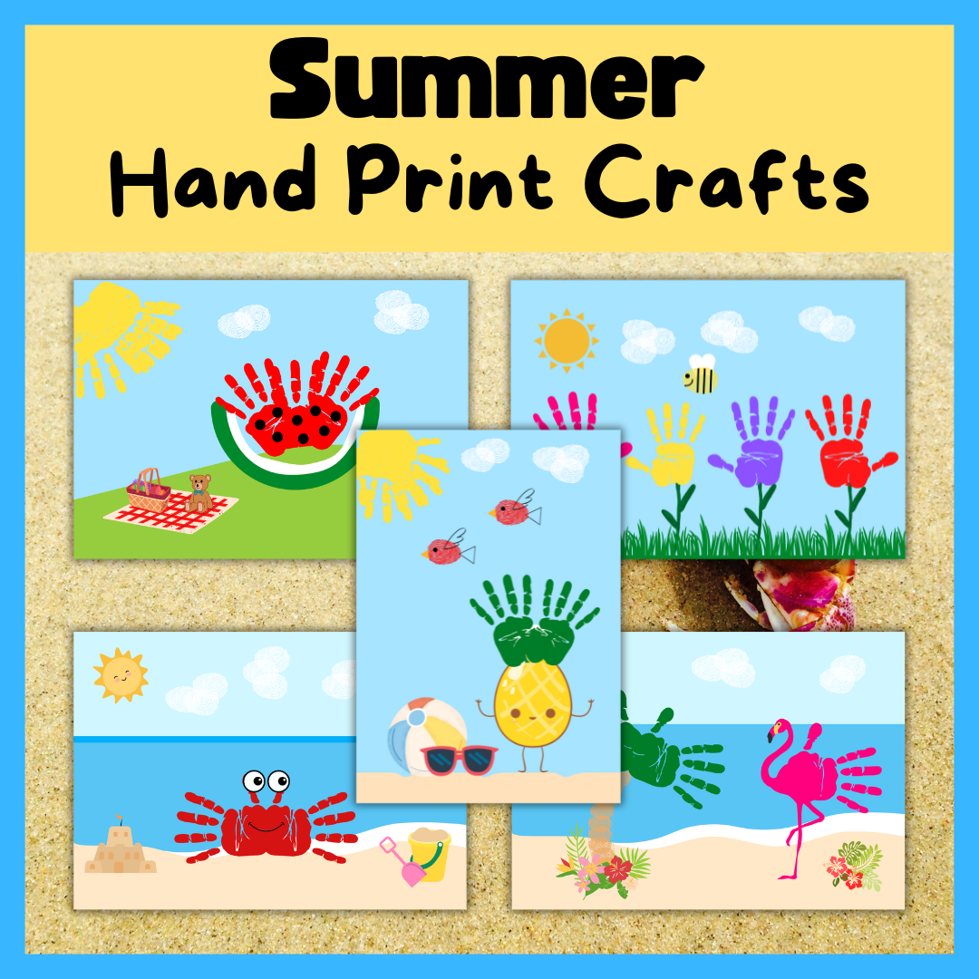 Summer handprint fingerprint craft for preschool printable art BUNDLE ...